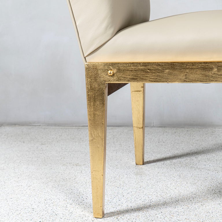 Set of Eight Leather and Gold Leaf Chairs, Italy, Mid-20th Century For ...