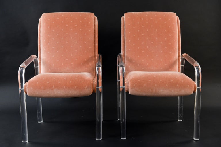 Set of Eight Lucite and Upholstered Midcentury Dining Armchairs at 1stDibs