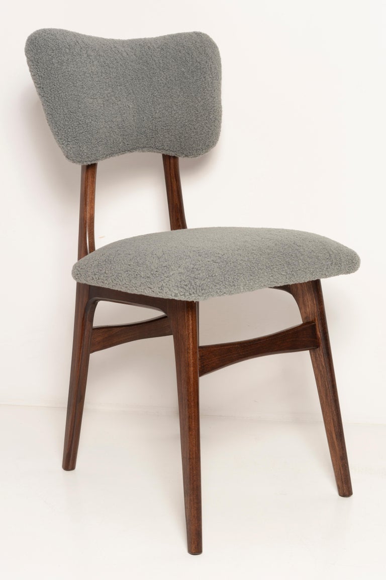 Set of Eight Mid Century Butterfly Dining Chairs, Gray Boucle, Europe ...