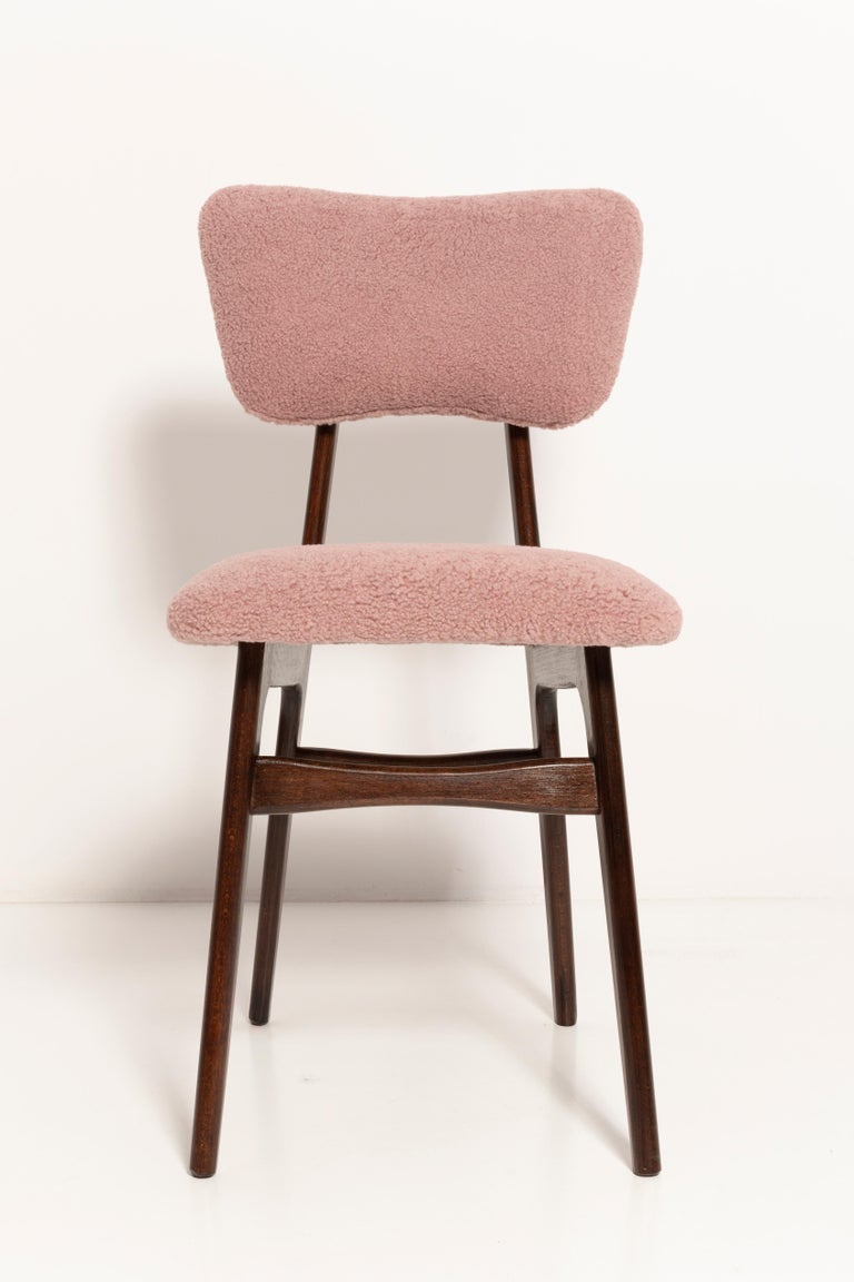 Set of Eight Mid-Century Butterfly Dining Chairs, Pink Boucle, Europe ...