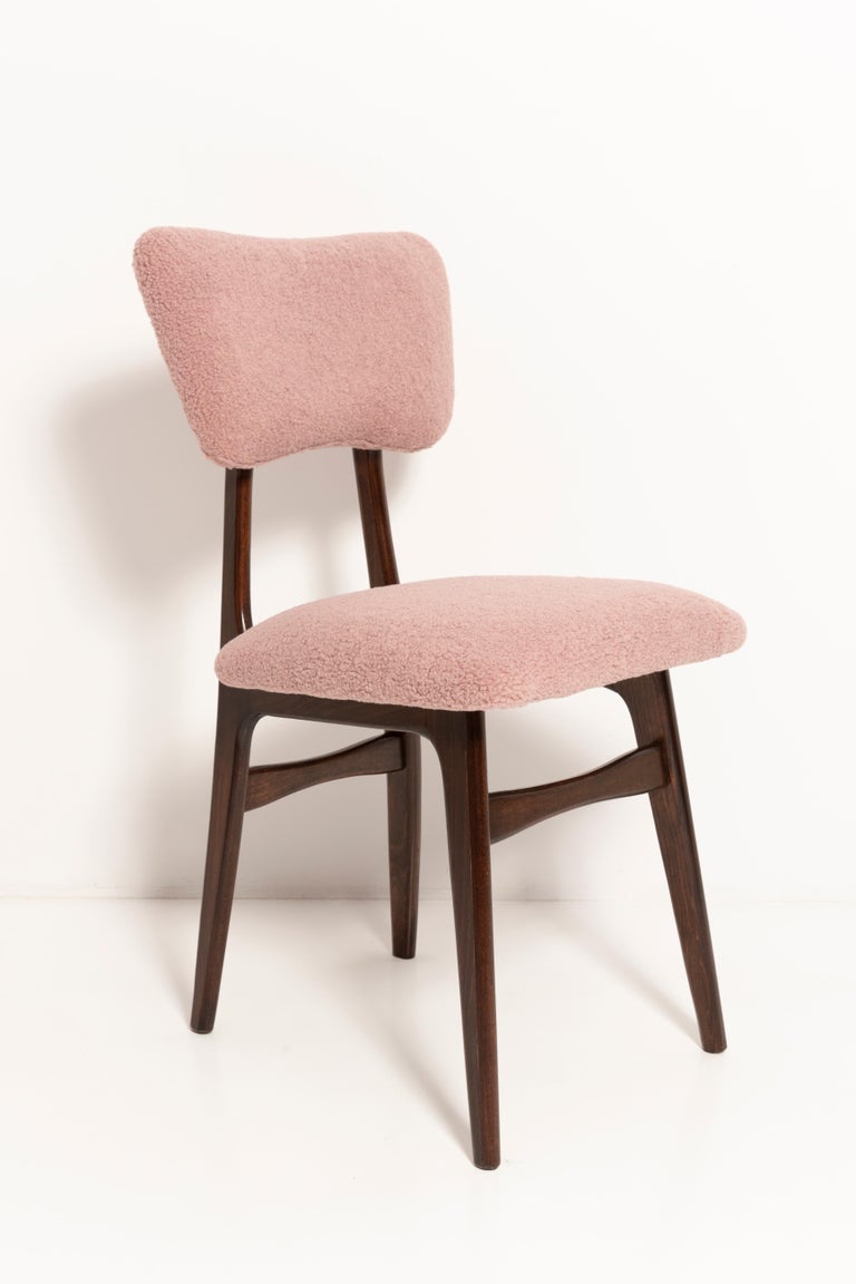 Set of Eight Mid-Century Butterfly Dining Chairs, Pink Boucle, Europe ...