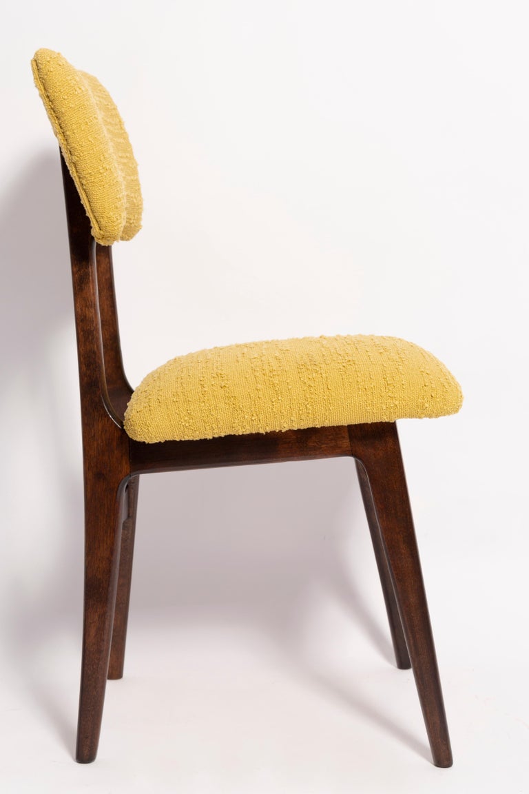 Set of Eight Mid Century Butterfly Dining Chairs, Yellow Boucle, Europe ...