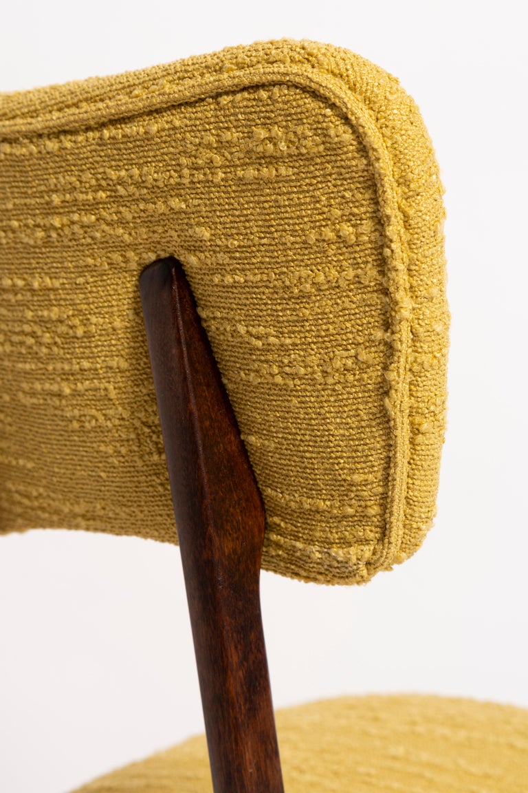 Set of Eight Mid Century Butterfly Dining Chairs, Yellow Boucle, Europe ...