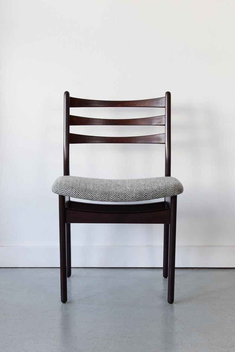 Set of Eight Midcentury Danish Rosewood Ladder Back Dining Chairs at ...