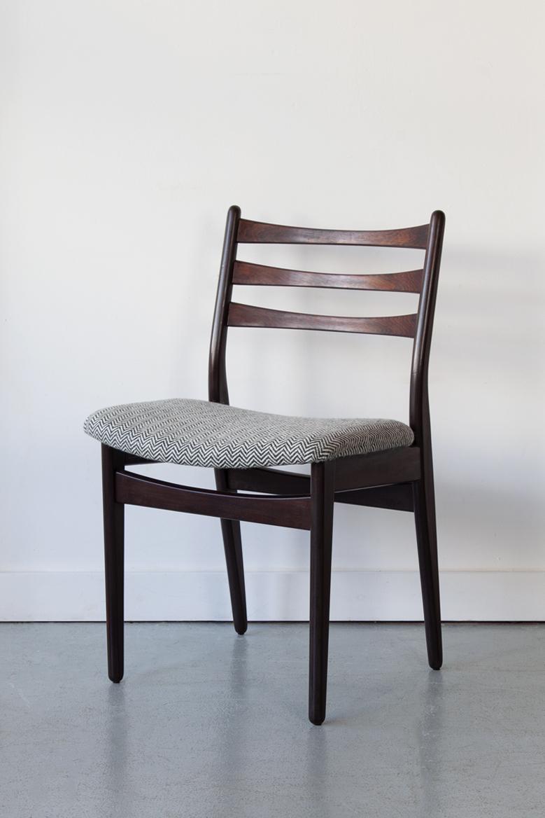 Set of Eight Midcentury Danish Rosewood Ladder Back Dining Chairs at ...