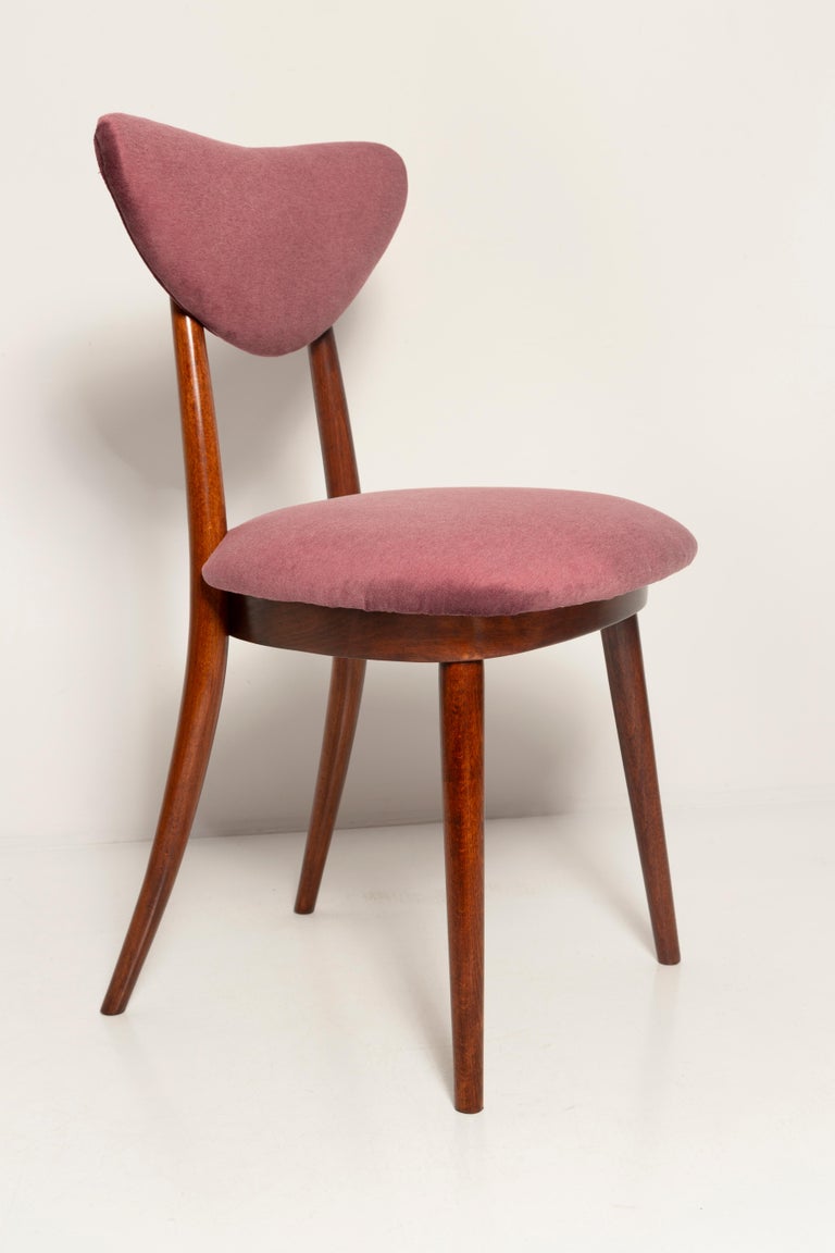 Set of Eight Midcentury Plum Violet Velvet Heart Chairs, Europe, 1960s ...
