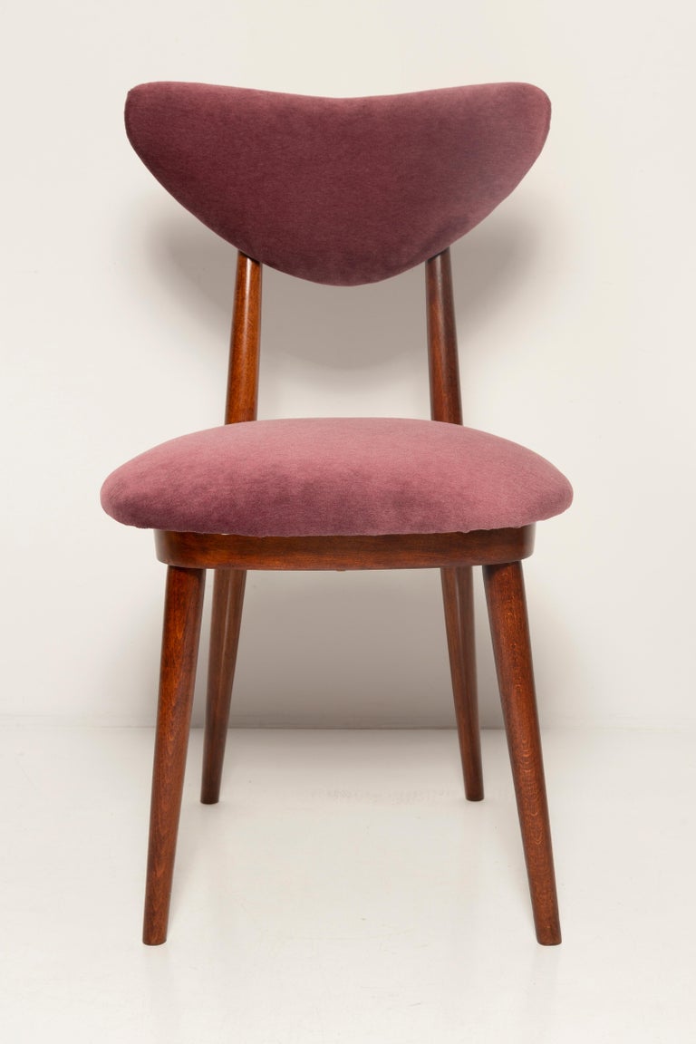 Set of Eight Midcentury Plum Violet Velvet Heart Chairs, Europe, 1960s ...