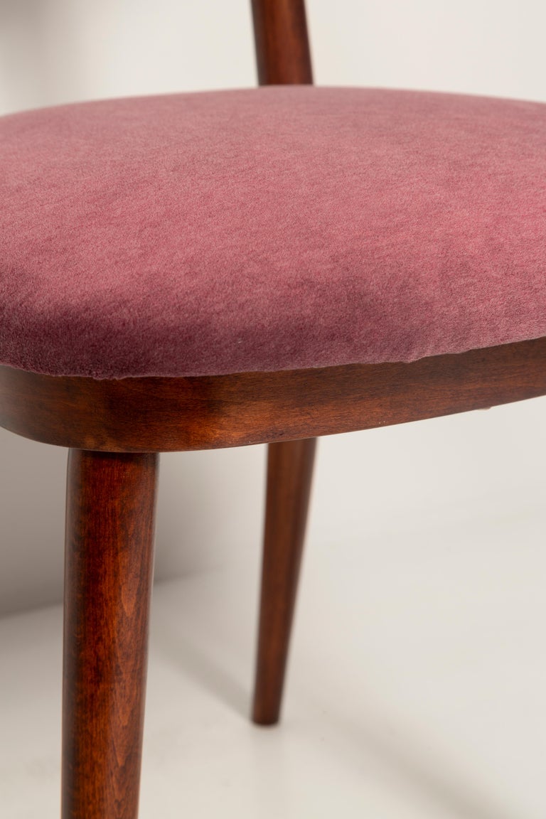 Set of Eight Midcentury Plum Violet Velvet Heart Chairs, Europe, 1960s ...