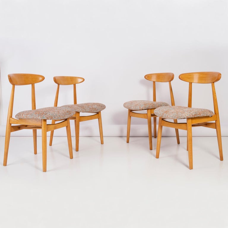 Set of Eight Midcentury Blue and Orange Pixel Dining Chairs, 1960s For ...