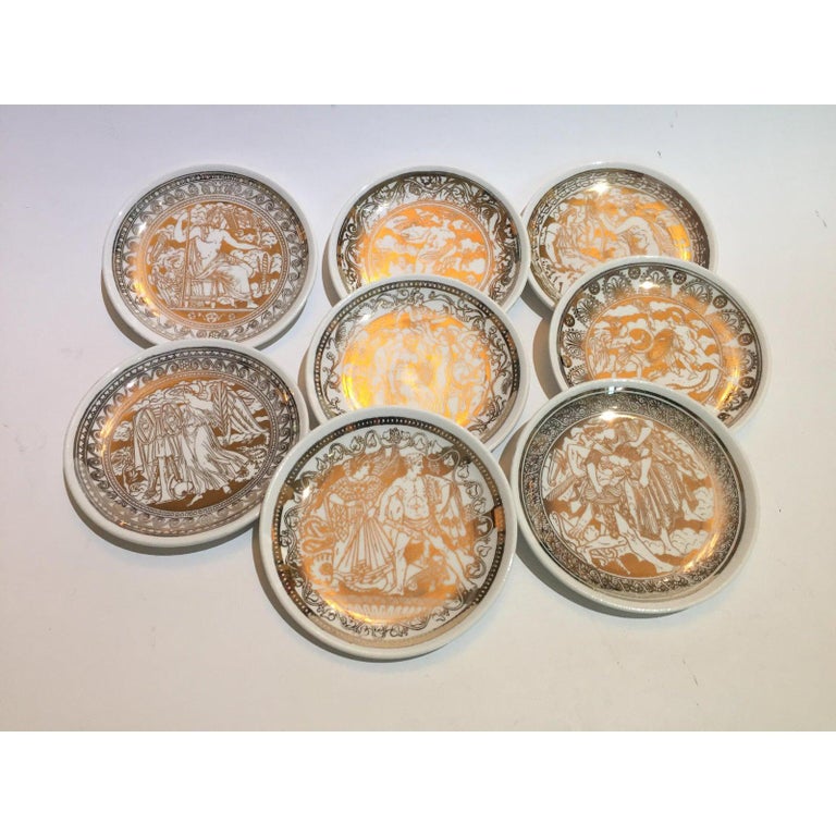 Set of Eight "Mitologia" Drink Coasters by Fornasetti at 1stDibs