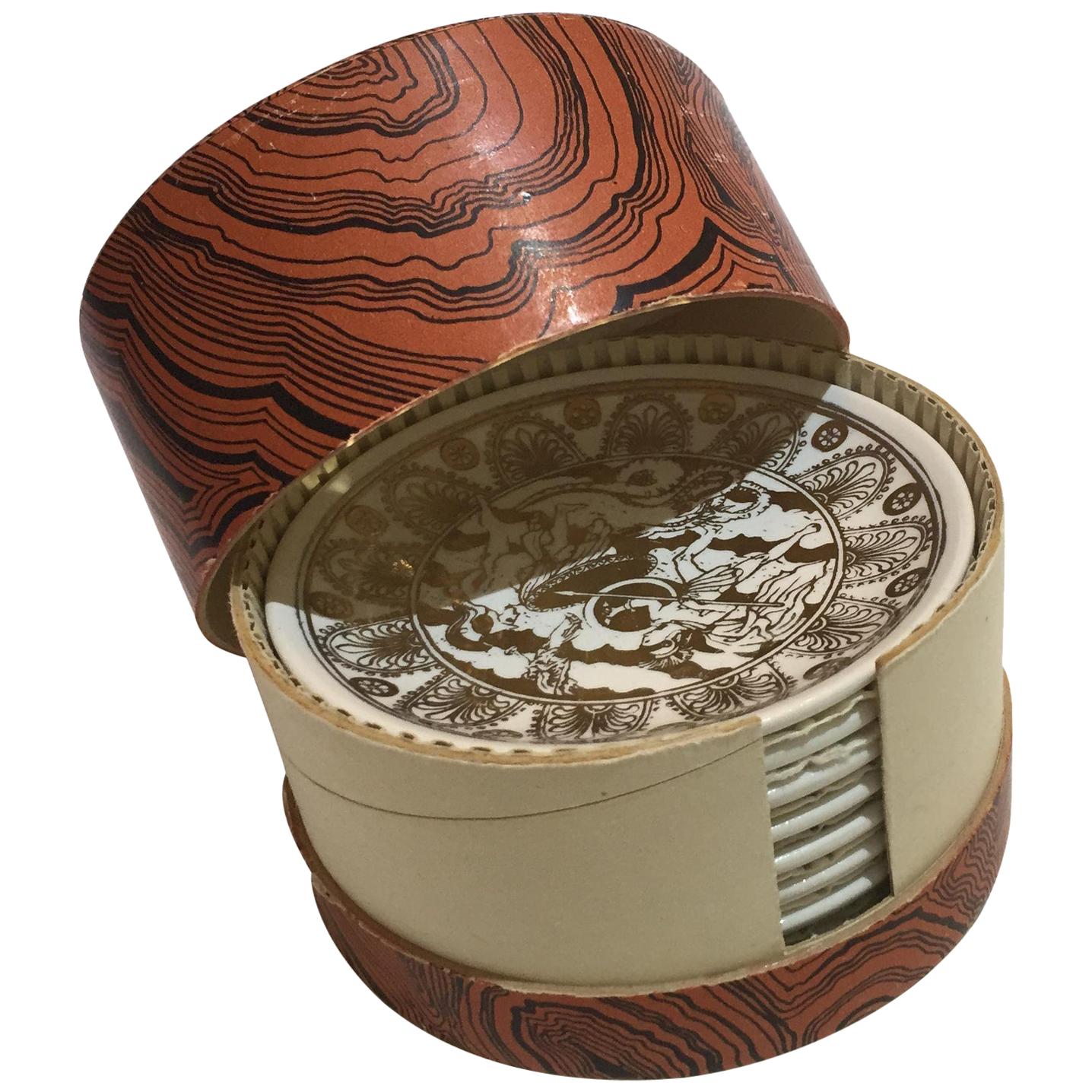 Set of Eight "Mitologia" Drink Coasters by Fornasetti at 1stDibs