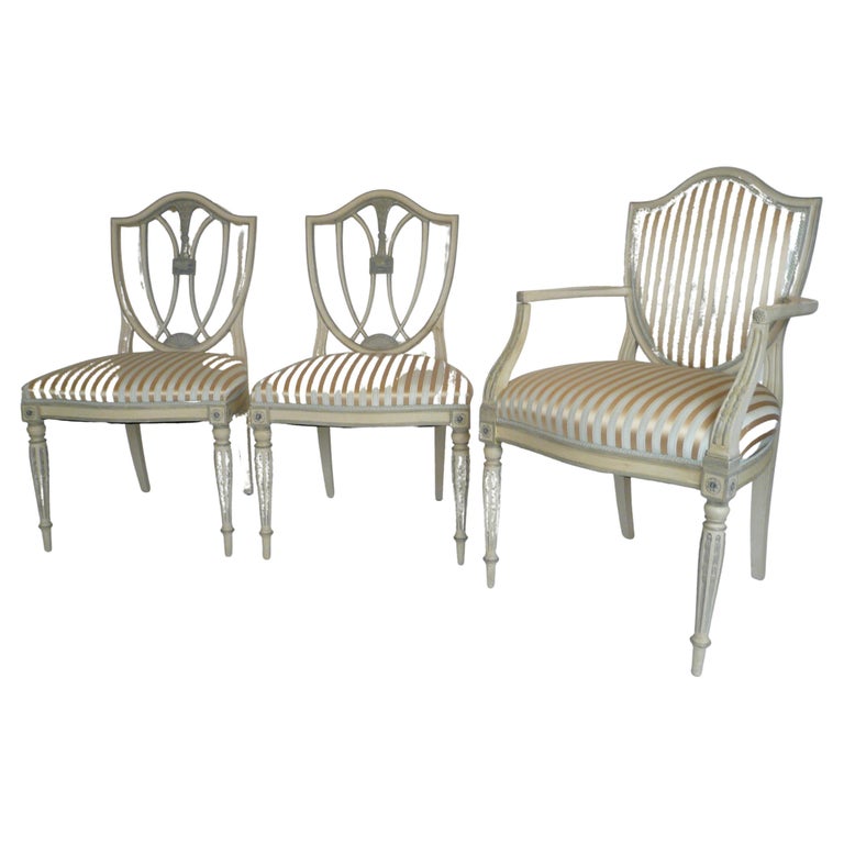Set of Eight Neo-Classical Painted Hepplewhite Style Dining Chairs For ...