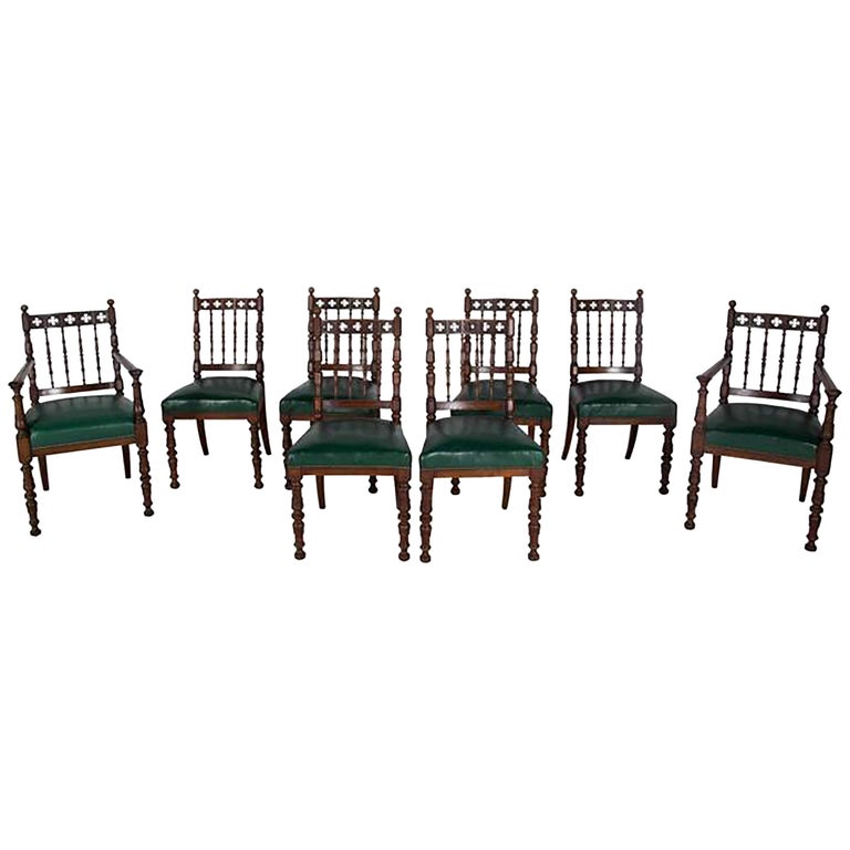 Set of Eight Oak Dining Chairs at 1stDibs