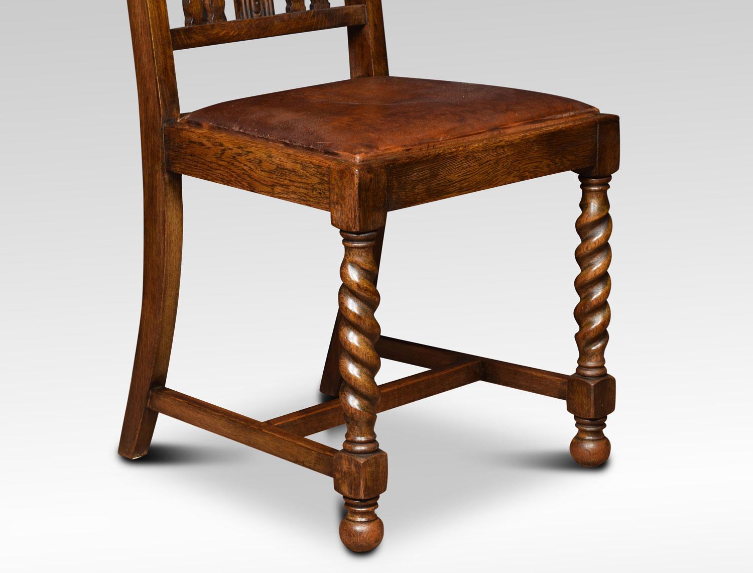 Set of Eight Oak High Back Dining Chairs at 1stDibs