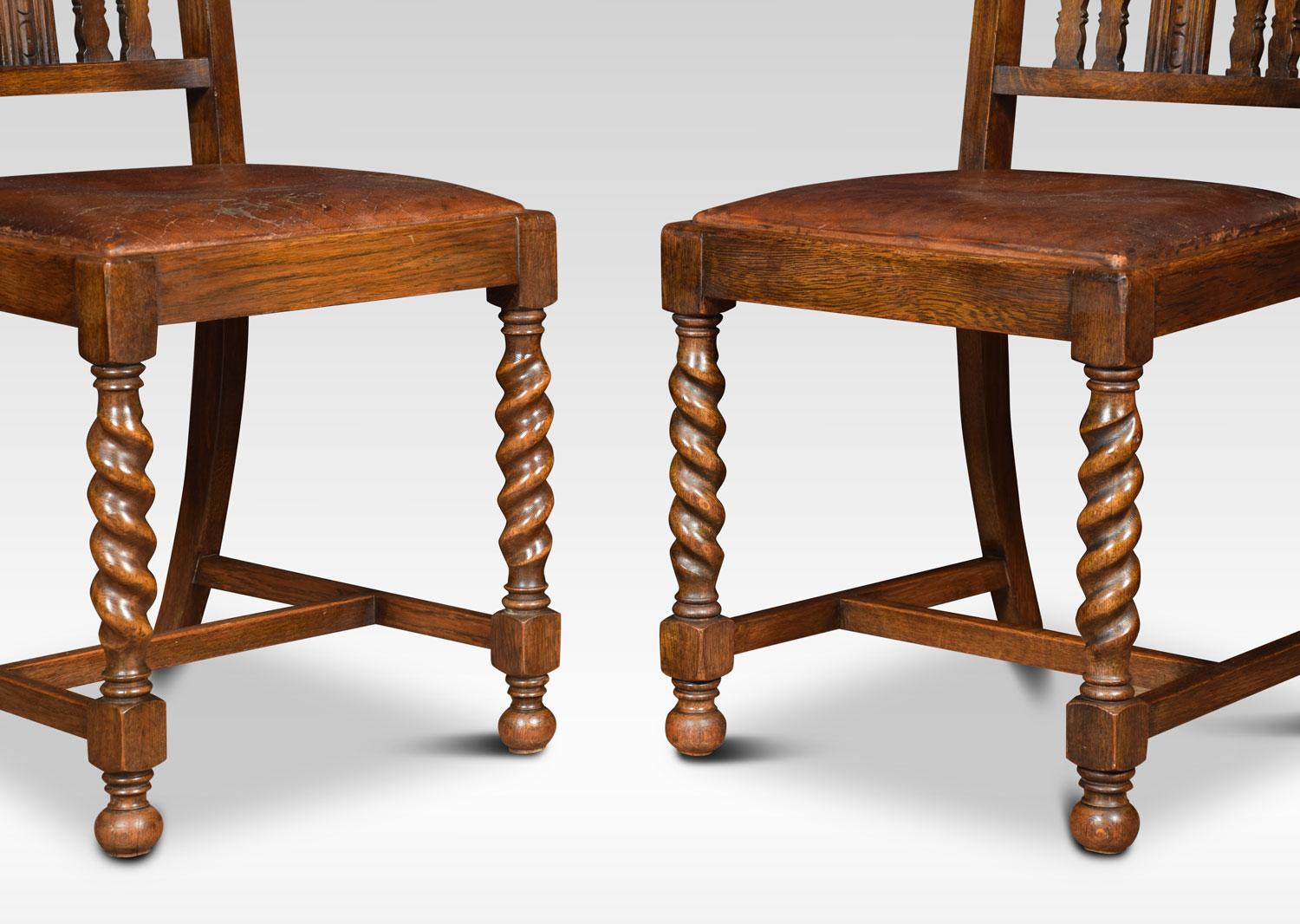 Set of Eight Oak High Back Dining Chairs at 1stDibs