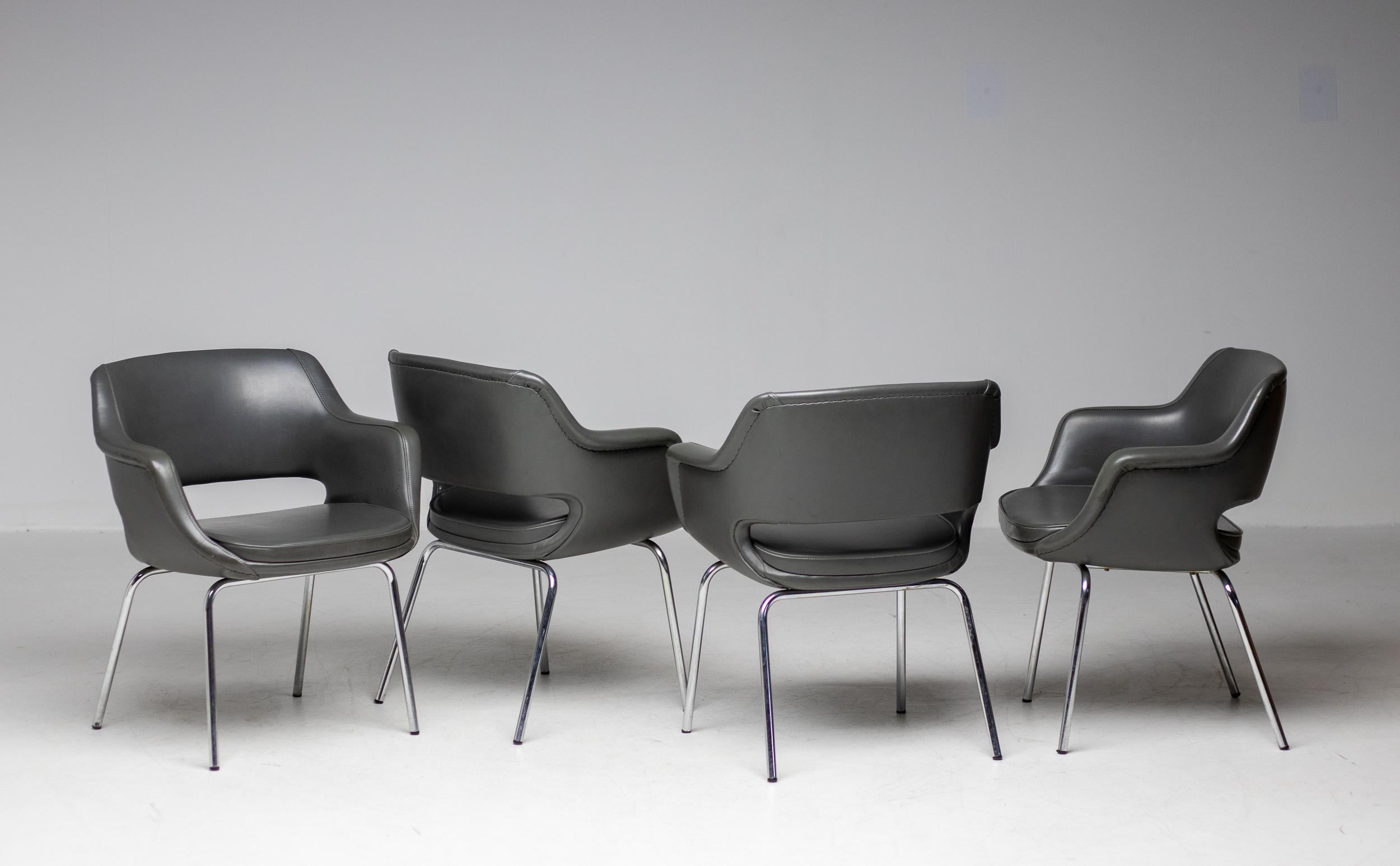 Set of Eight Olli Mannermaa Kilta Chairs in Elephant Hide Grey For Sale ...