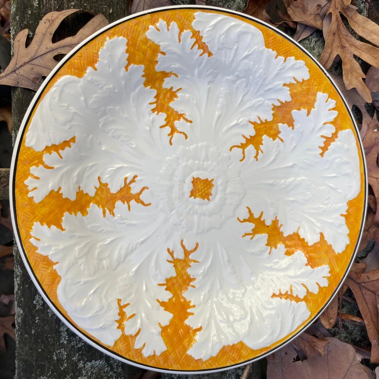 Set of Eight Orange and White Wedgwood Cabbage Plates For Sale at 1stDibs
