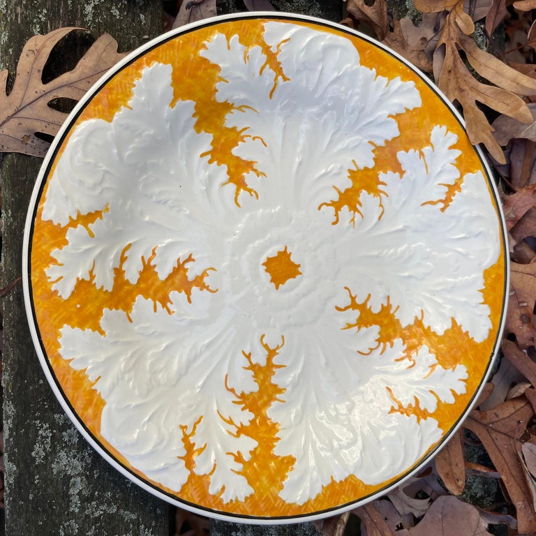 Set of Eight Orange and White Wedgwood Cabbage Plates For Sale at 1stDibs