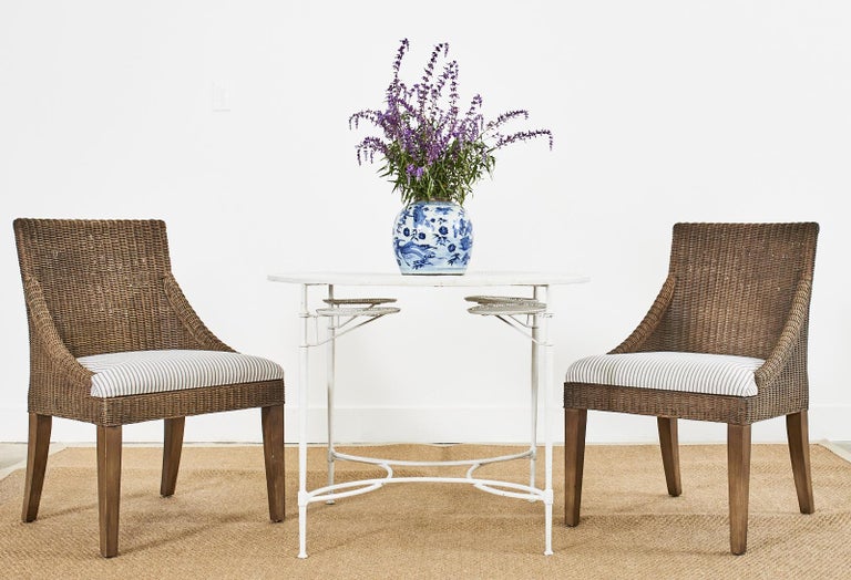 Set of Eight Palecek Organic Modern Rattan Wicker Dining Chairs For ...