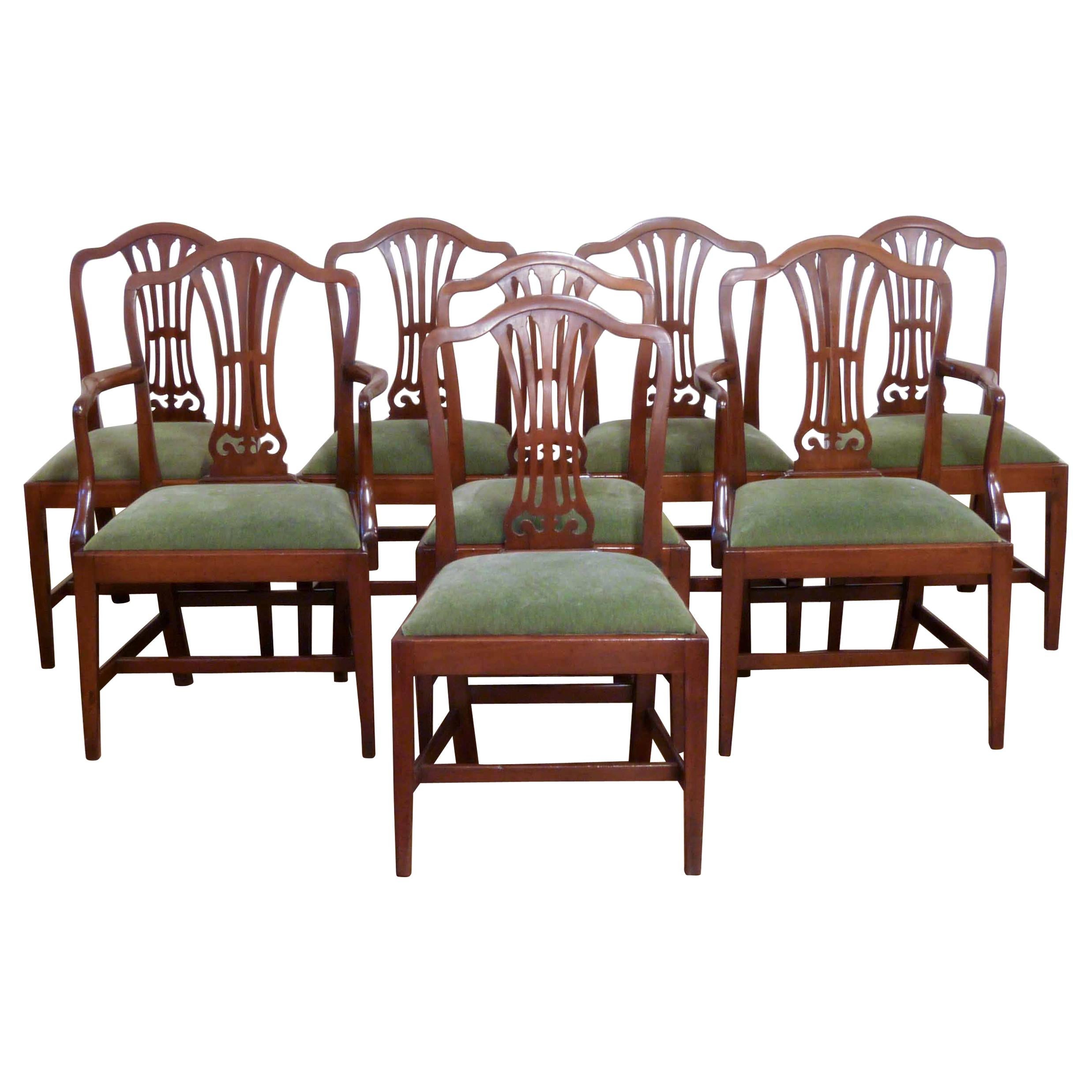 Set of Eight Sheraton Style Mahogany Chairs at 1stDibs