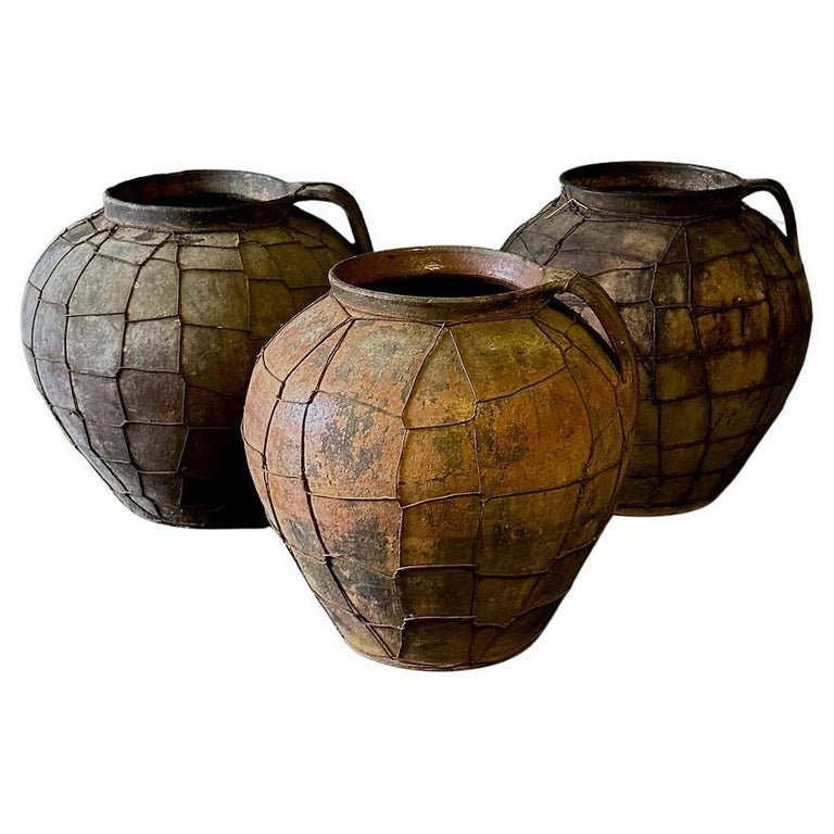 Set of Eight Ukrainian Terracotta Cooking Pots For Sale at 1stDibs