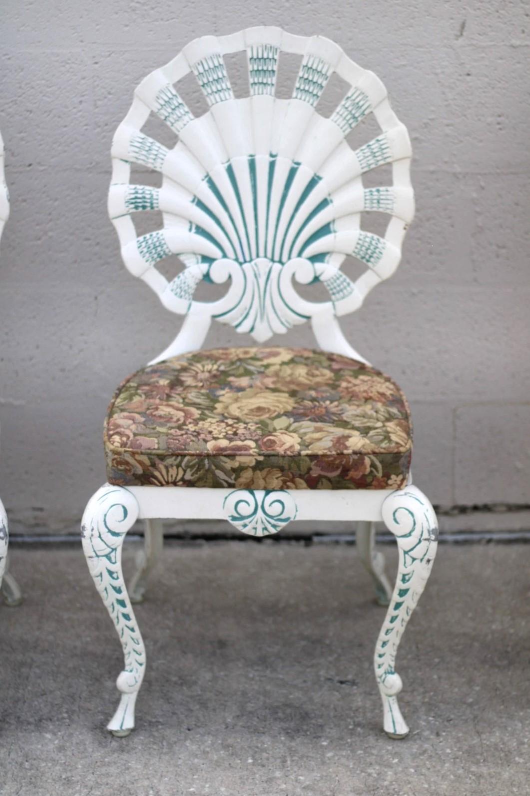 Set of Eight Venetian Grotto Style Aluminum Shell Dining Chairs + Table ...