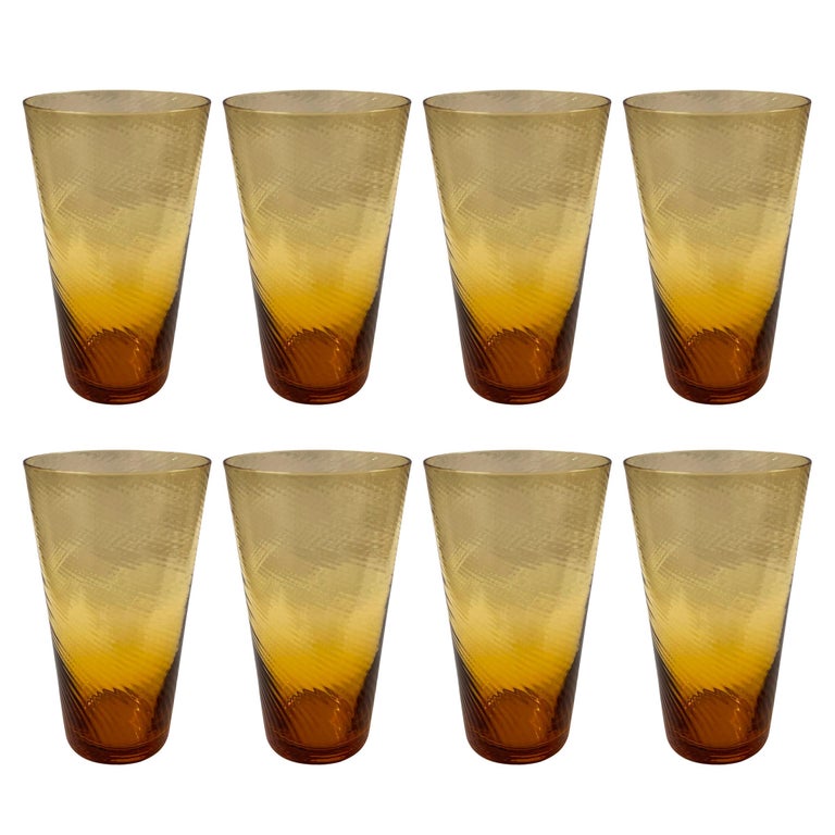 Set of Eight Vintage Amber Tumblers at 1stDibs