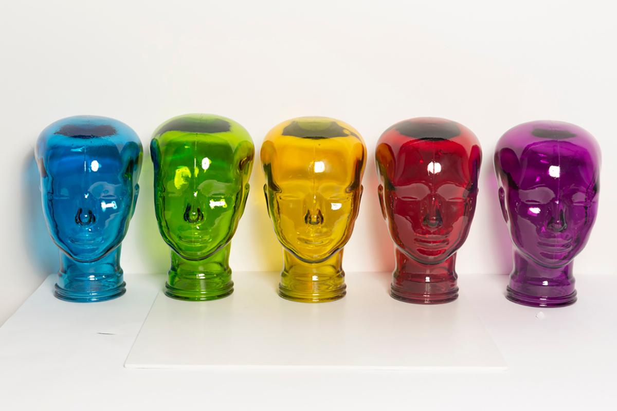 Set of Eight Vintage Decorative Mannequin Glass Head Sculptures, 1970s ...