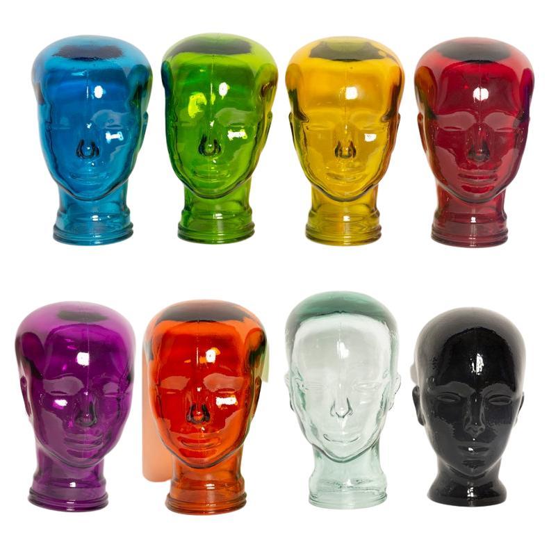 Set of Eight Vintage Decorative Mannequin Glass Head Sculptures, 1970s ...