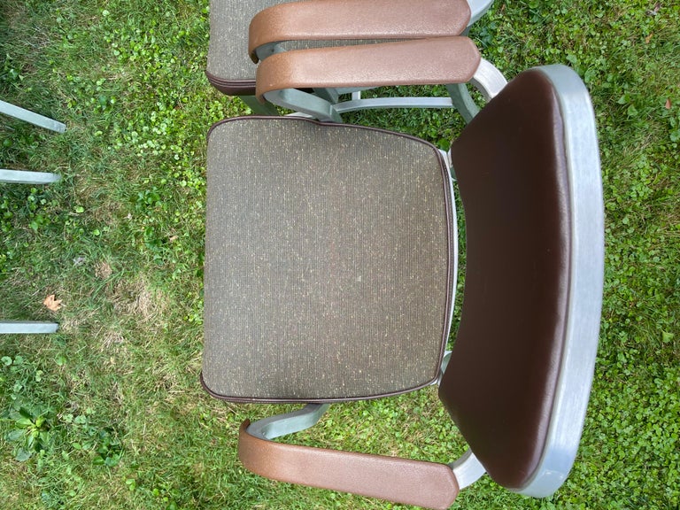 Set of Eight Vintage Emeco Aluminum Arm Chairs For Sale at 1stDibs