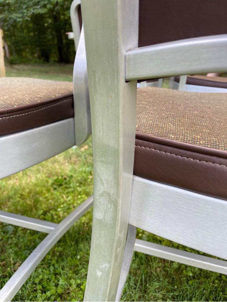 Set of Eight Vintage Emeco Aluminum Arm Chairs For Sale at 1stDibs