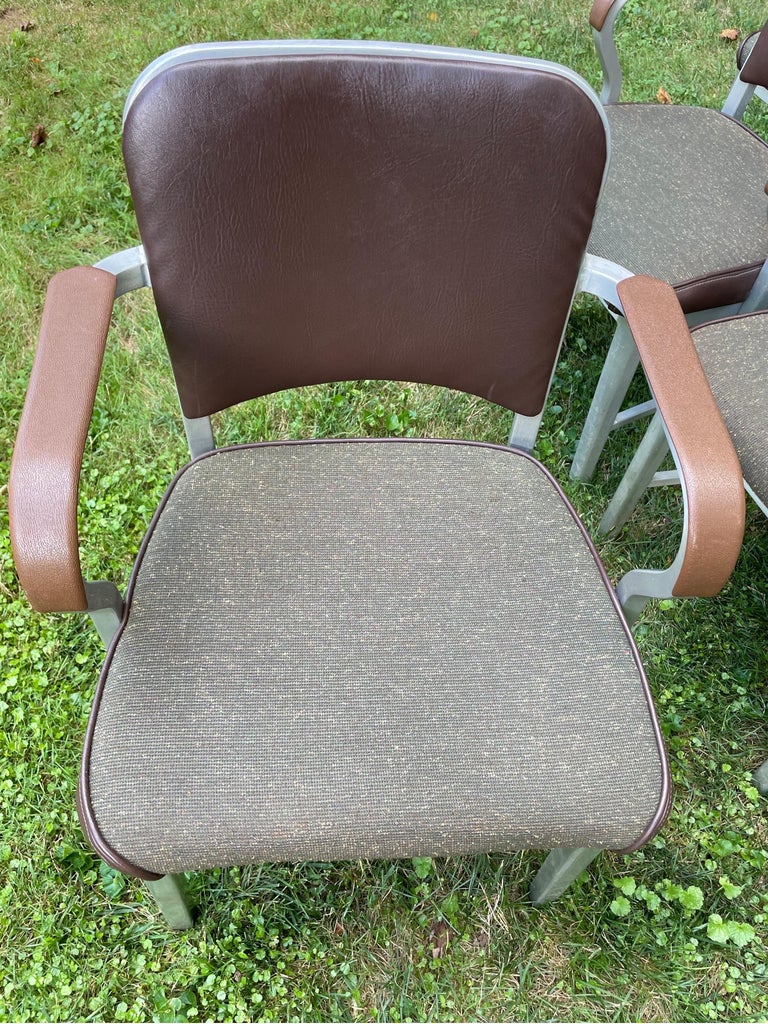 Set of Eight Vintage Emeco Aluminum Arm Chairs For Sale at 1stDibs