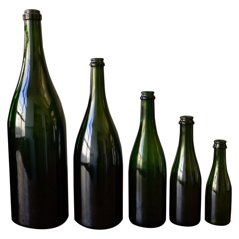 Set of Eight Vintage French Champagne Bottles For Sale at 1stDibs