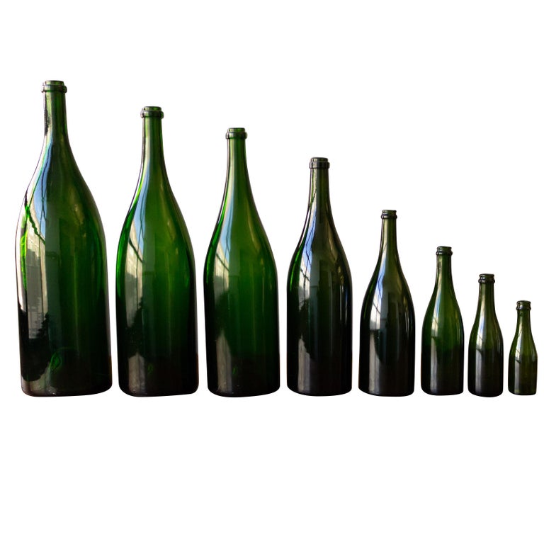 Set of Eight Vintage French Champagne Bottles For Sale at 1stDibs