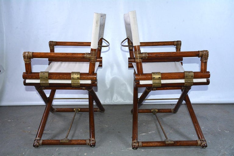 Set of Eight Vintage McGuire Campaign Director Chairs at 1stDibs ...
