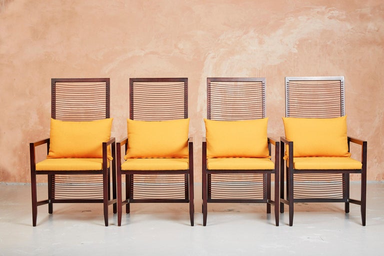 Set of Eight Walnut Astoria Dining Chairs by Bizzozzero for Pierantonio ...