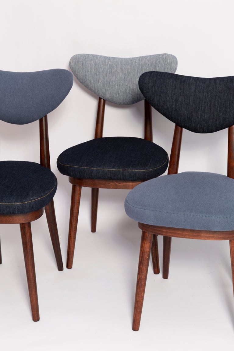 Set of Eighty-Six Midcentury Mixed Blue Denim Heart Chairs, Europe ...