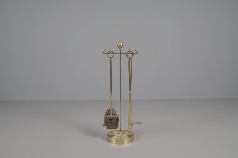Set of Elegant Four Arts and Crafts Fire Utensils on a Matching Stand ...