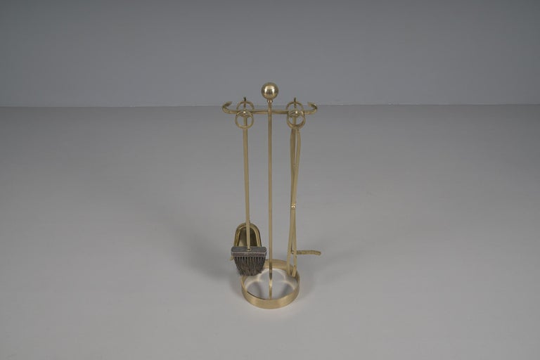 Set of Elegant Four Arts and Crafts Fire Utensils on a Matching Stand ...