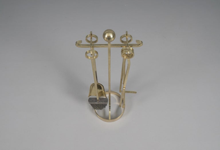 Set of Elegant Four Arts and Crafts Fire Utensils on a Matching Stand ...