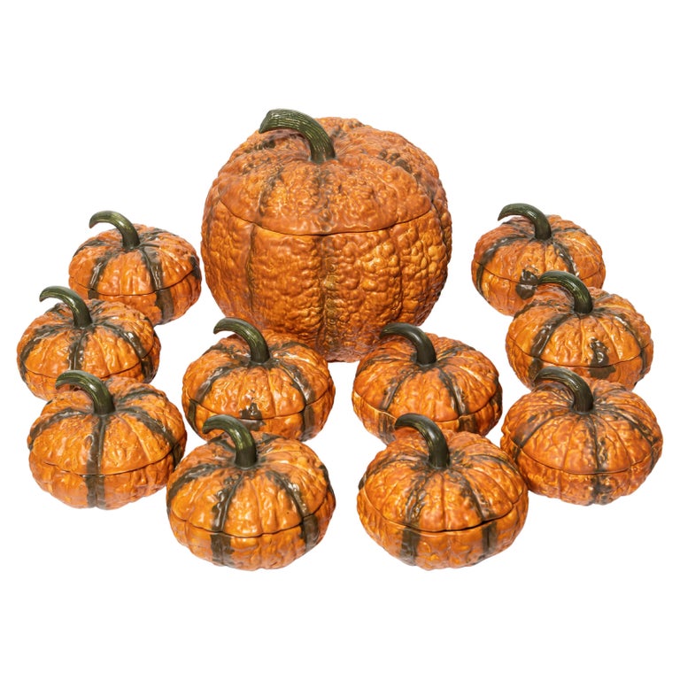 Set of Eleven Glazed Ceramic Pumpkins, France, circa 1960 For Sale at ...