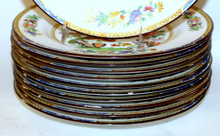 Set of Eleven Old English Spode ‘Copelands’ "Peacock and Peony ...