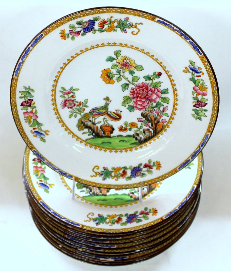 Set of Eleven Old English Spode ‘Copelands’ "Peacock and Peony ...