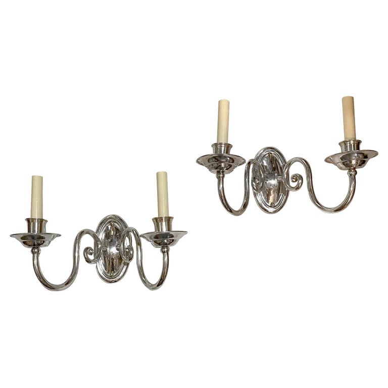 Set of English Silver Plated Sconces, Sold Per Pair For Sale at 1stDibs