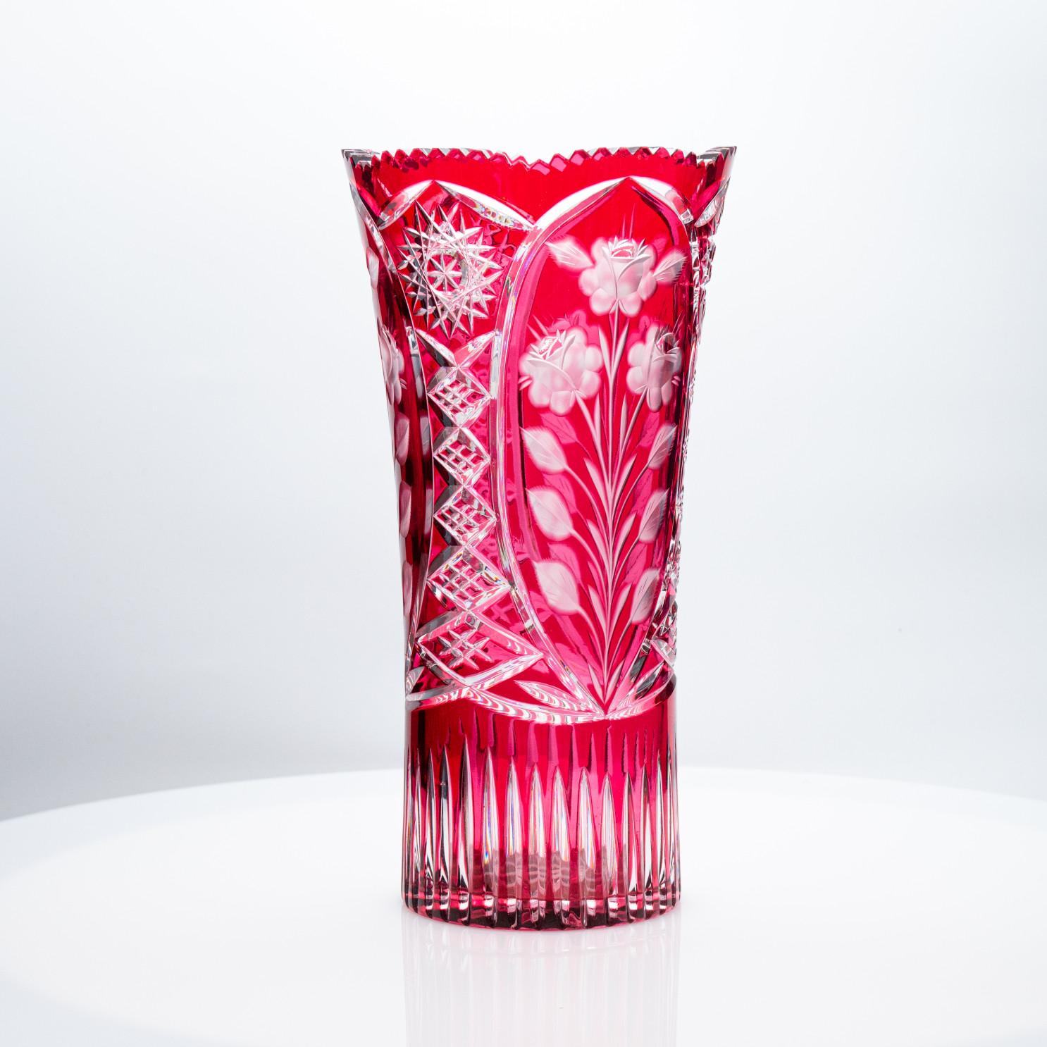 Set of Exquise XL Vases, Deep Rose Red Crystal, Czech Republic and ...