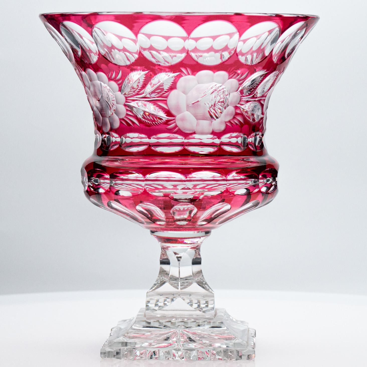 Set of Exquise XL Vases, Deep Rose Red Crystal, Czech Republic and ...