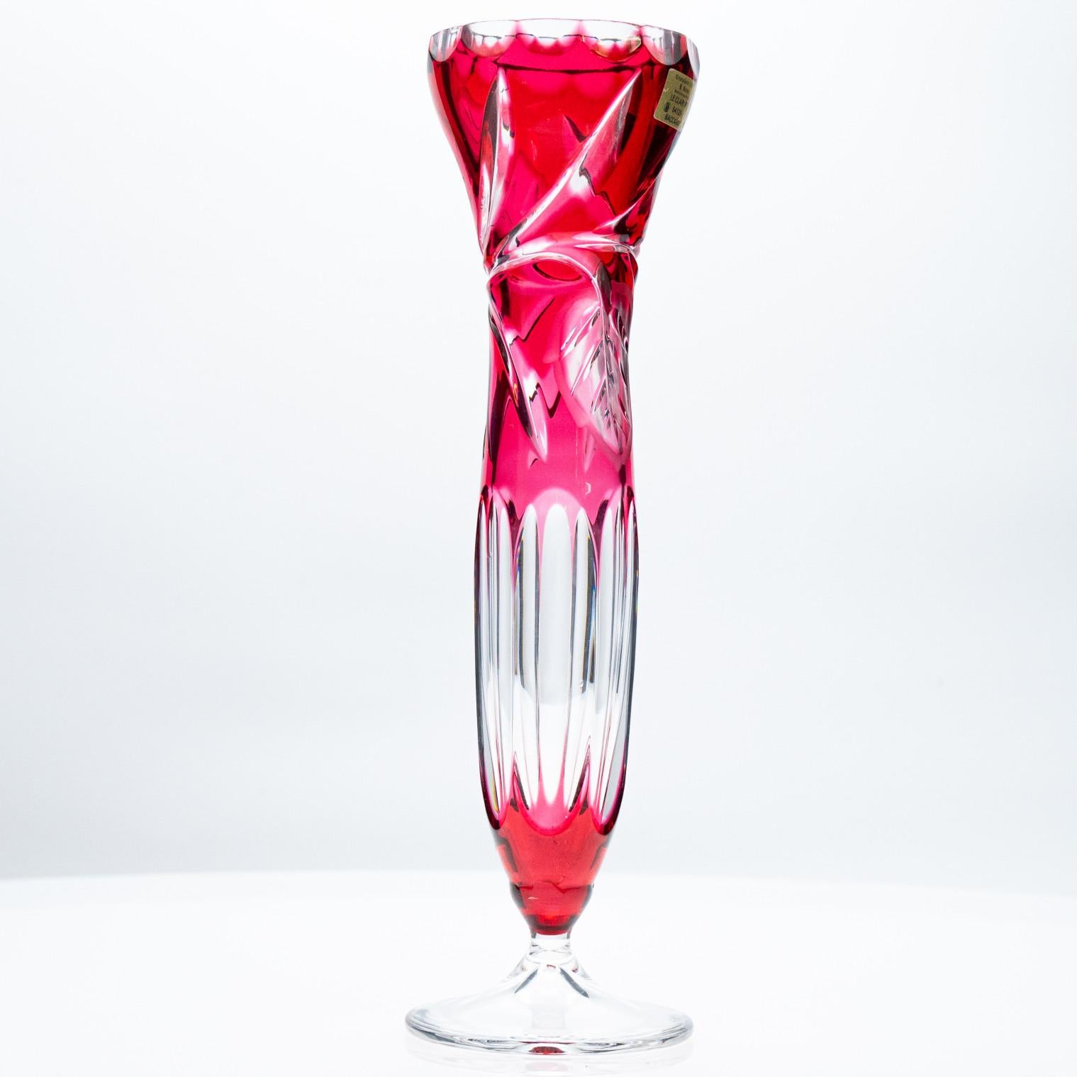 Set of Exquise XL Vases, Deep Rose Red Crystal, Czech Republic and ...