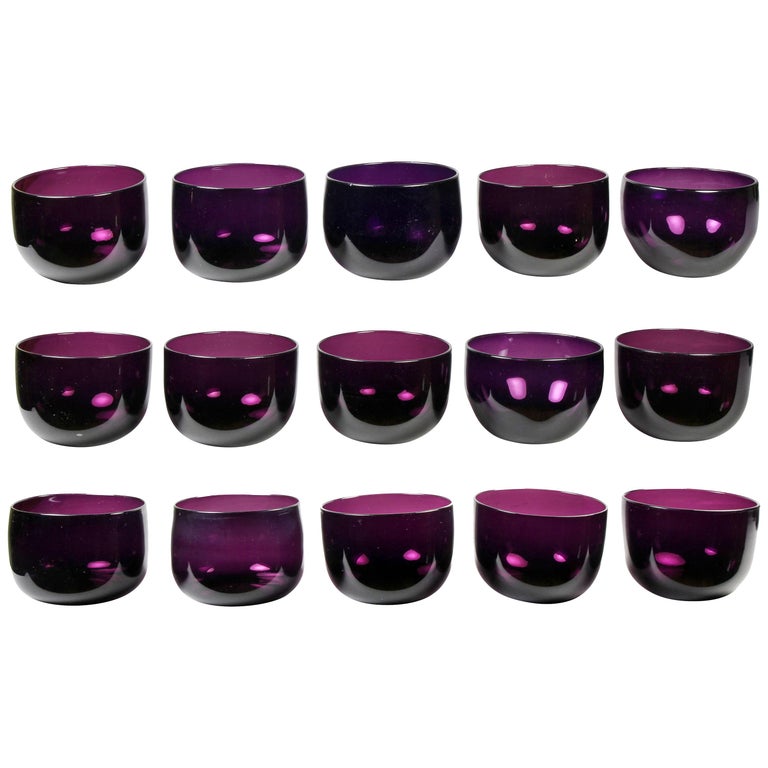Set of Fifteen English Amethyst Bowls For Sale at 1stdibs