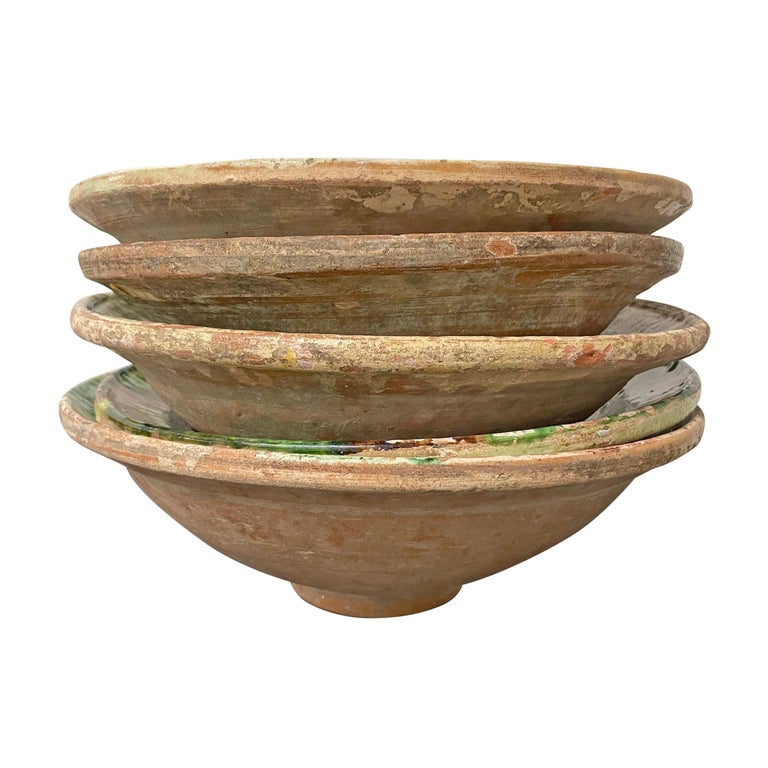 Set of Five 19th Century Spanish Terracotta Bowls on Custom Wall Mounts ...