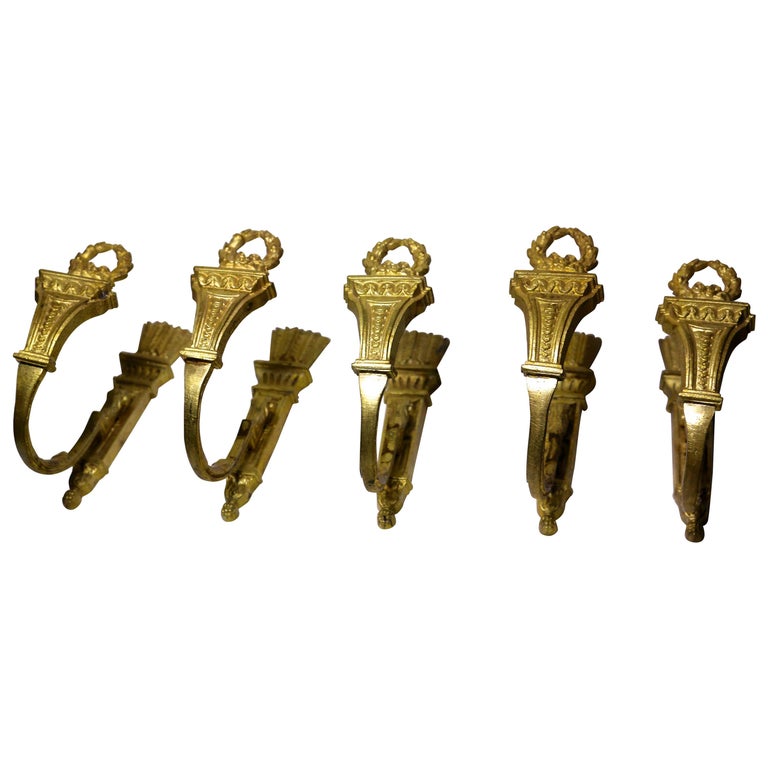 Set of Five Bronze Ormolu Drapery Wall Curtin Hooks at 1stDibs